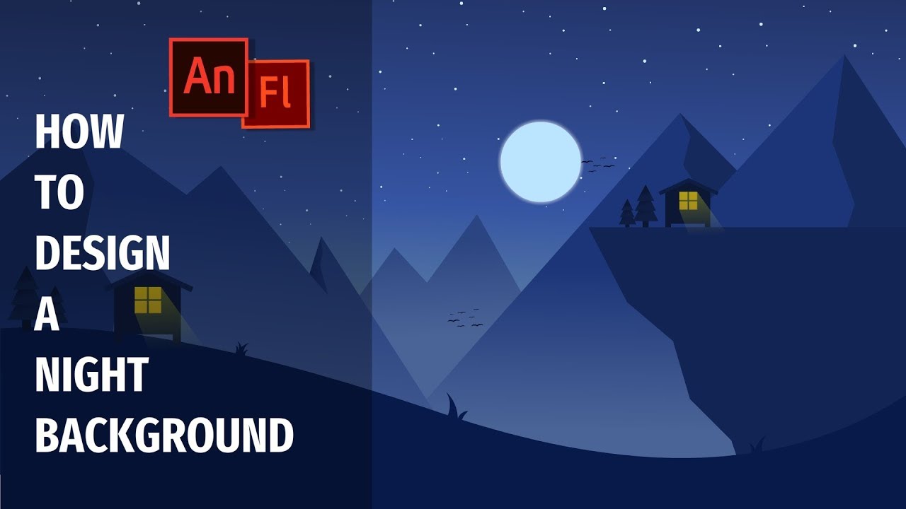 Design A Vector Night Background  | Adobe Animate cc tutorial | Adobe Flash Background Design