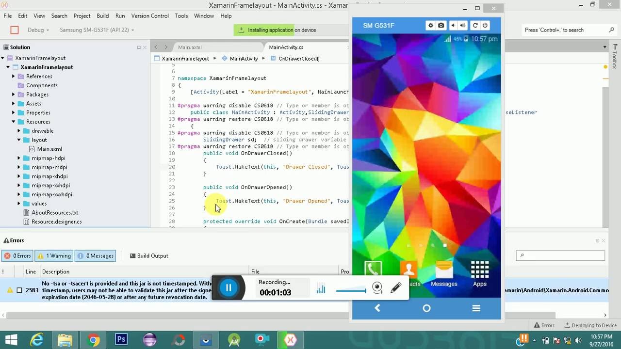 Xamarin FrameLayout Example Android