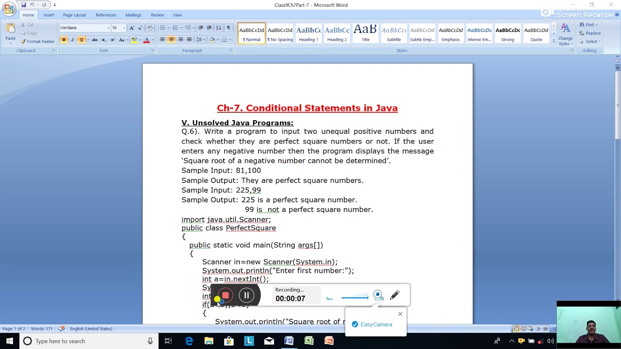 Date-11/11/2020. Class-9. Computer Applications. Ch-7. Conditional Statements in Java. Programs.