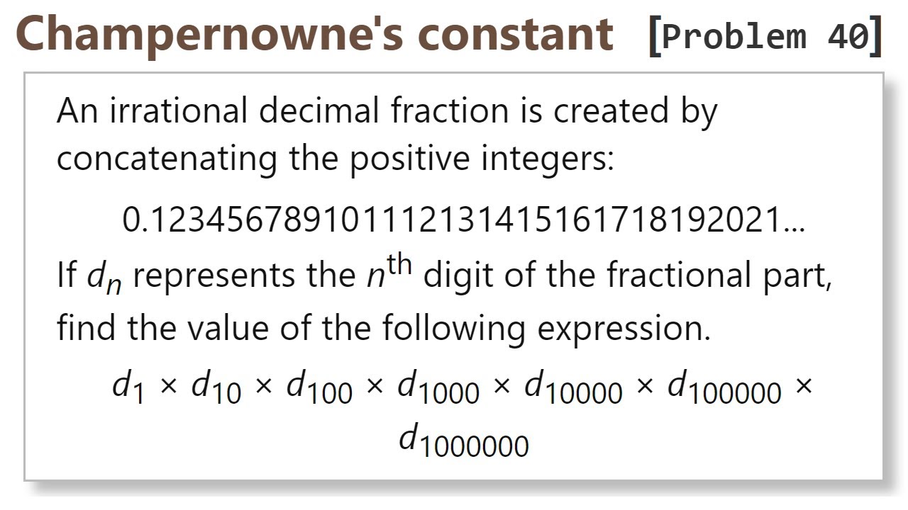 Project Euler: Problem 40 (C/C++)