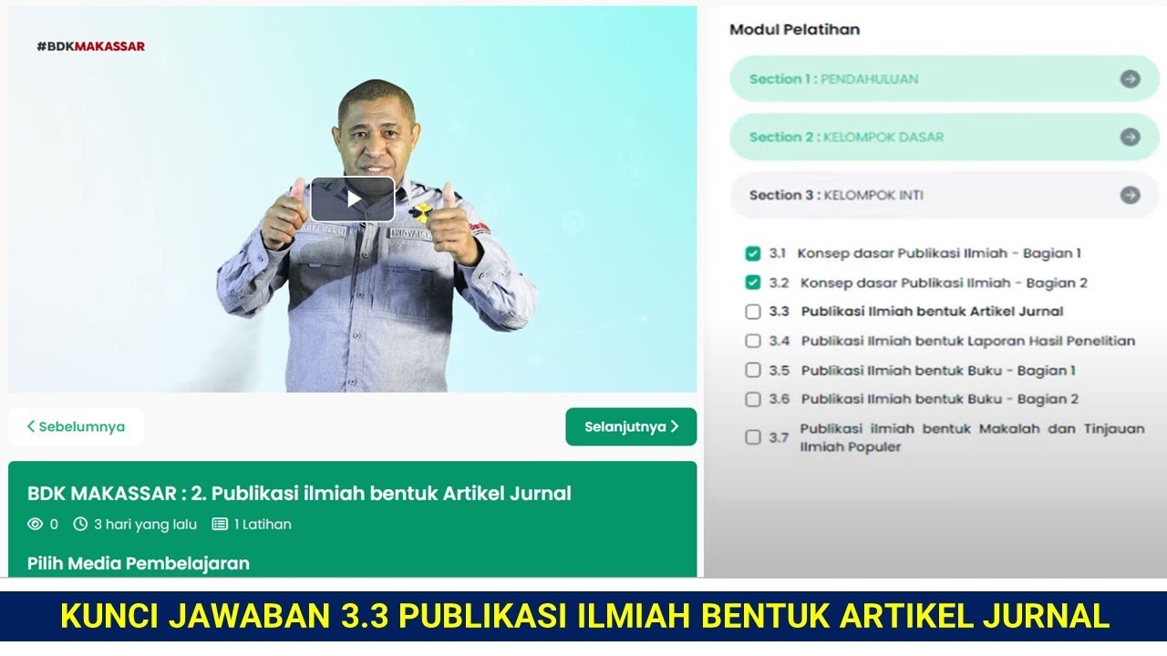 KUNCI JAWABAN MODUL 3.3 PUBLIKASI ILMIAH BENTUK ARTIKELJURNAL