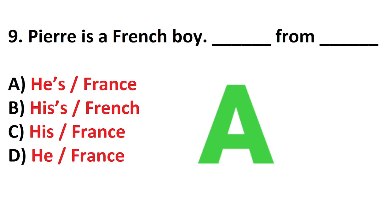 Elementary Test 1 (part 1) - English Grammar Quiz (Test)