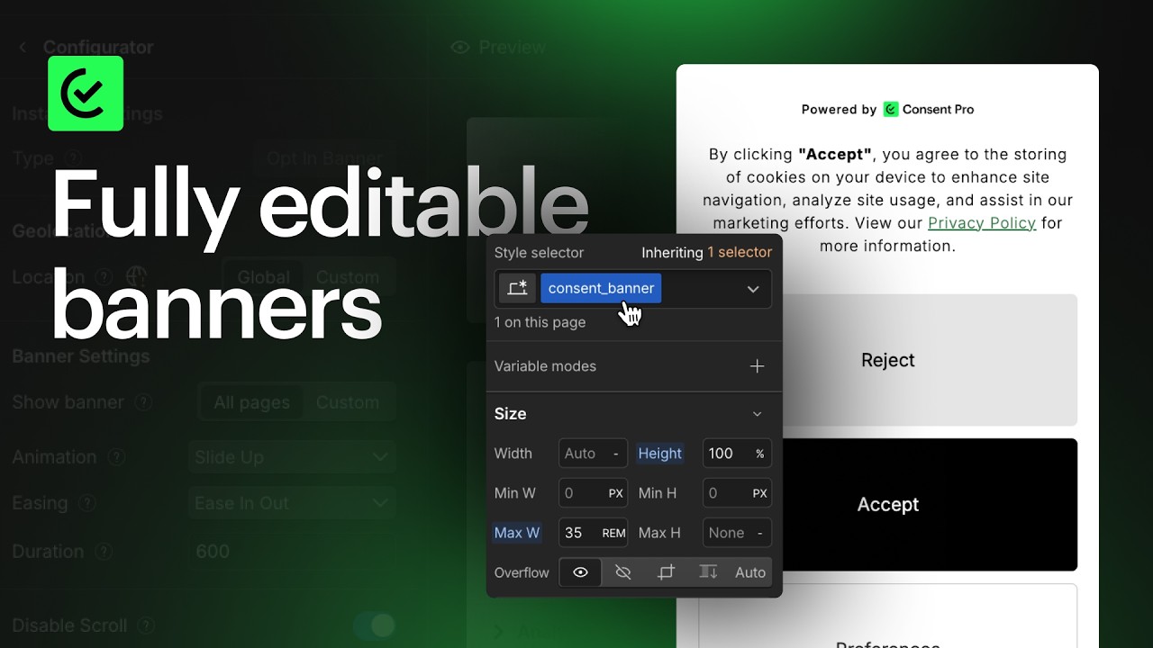 The most customizable Cookie Banner for Webflow?