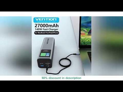 #Vention Power Bank 27000mAh 140W Fast Charger Portable Powerbank Station for Laptop Spare Battery