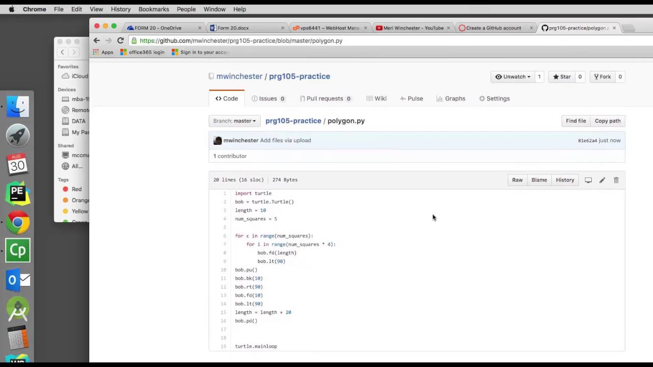 handing in homework on github
