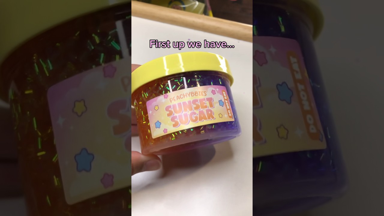 Reviewing slime Peachybbies Part 5 #shorts #short #fyp #viral #slime #slimeasmr Sunset Sugar