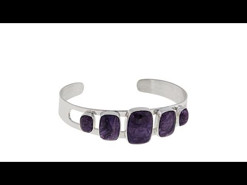 Jay King Sterling Silver CushionCut Charoite Cuff
