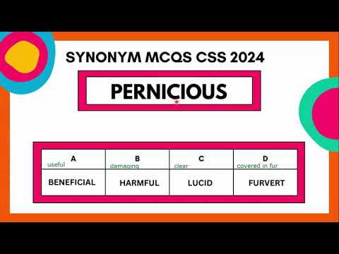 PERNICIOUS | SYNONYMS AND ANTONYMS FOR CSS | CSS SOLVED MCQS