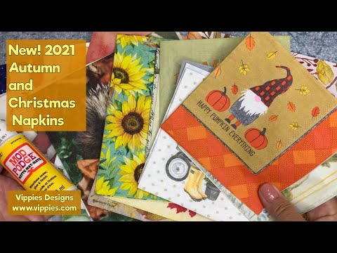 NEW! Autumn Harvest Napkin Haul Aug. 2021 / for Decoupage and Napkin Crafts / www.vippies.com 🍂🍁🌻