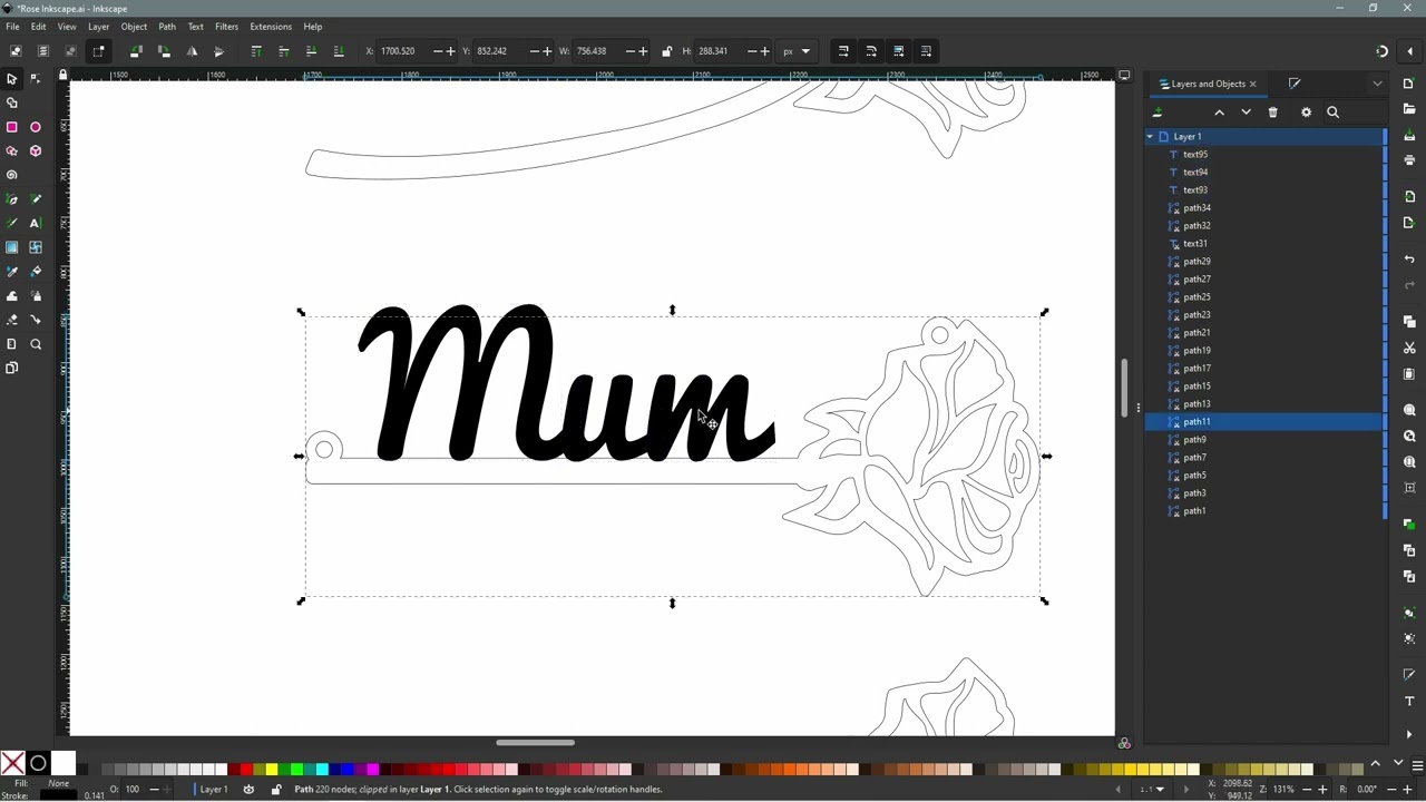 Inkscape Personalised Rose Tutorial For Laser Cutting