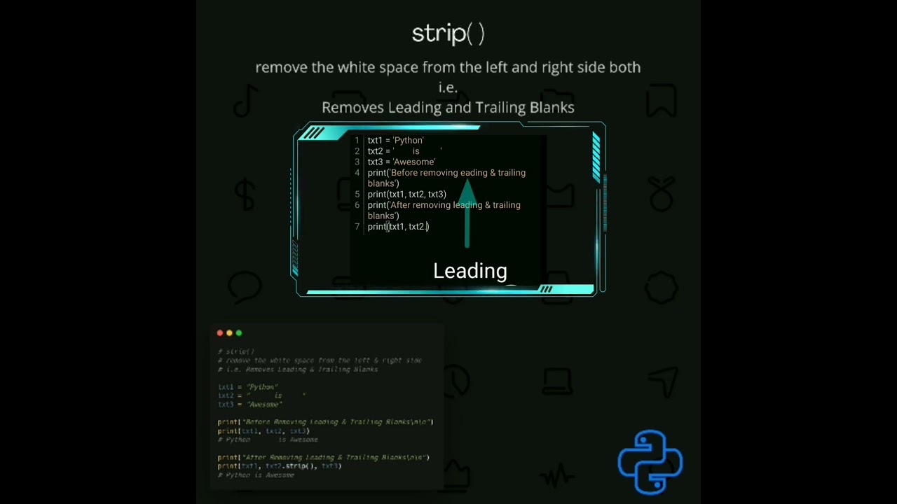 strip( ) | python tutorial #shorts #python #pythonprogramming