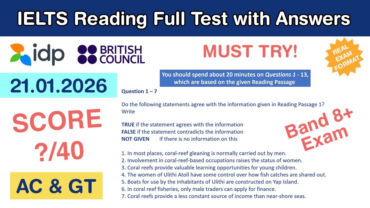 IELTS Reading Practice Test with Answers 21.01.2026 - Test #134