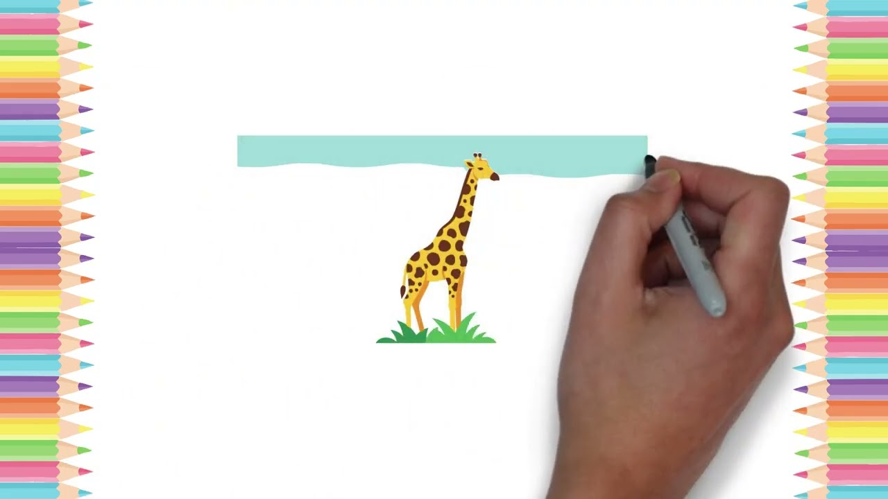 How to Draw a Giraffe | 2D Flat Vector Illustration for Kids