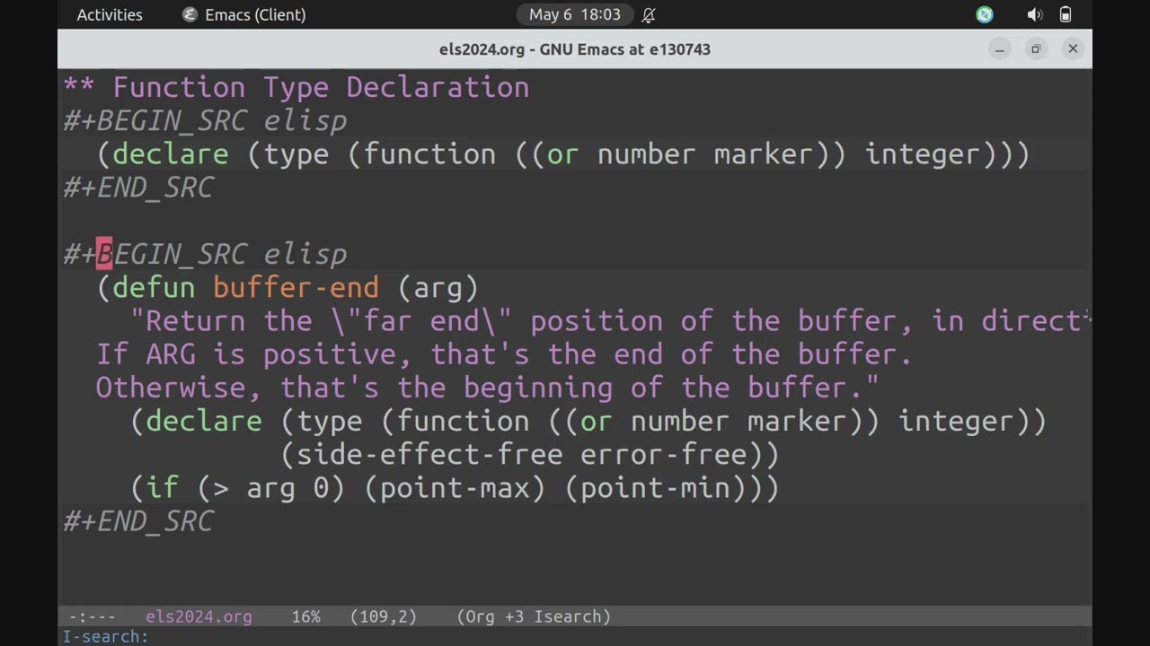 Lightning Talk: Latest from GNU Emacs