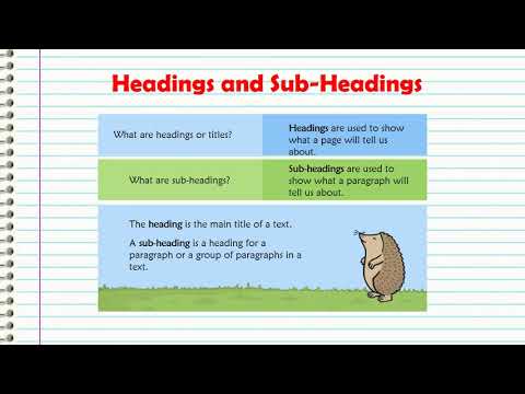 Wednesday headings and sub headings