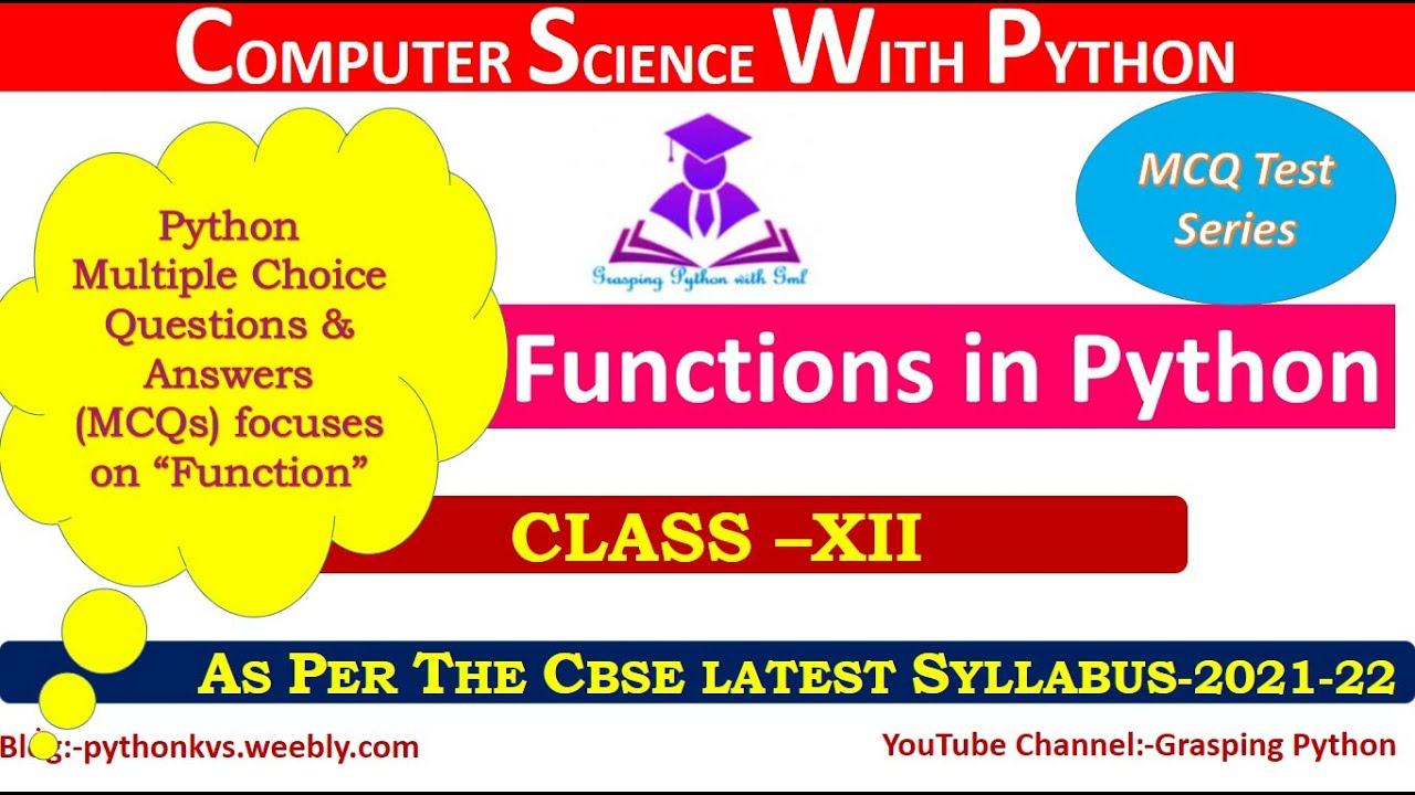 Part-1| Python MCQs | Functions in Python | MCQs with Explanation | MCQs With Answer in Python