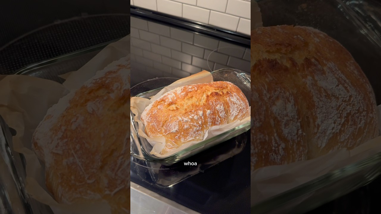 Bread from scratch using only 4 ingredients… no knead bread 👀🍞