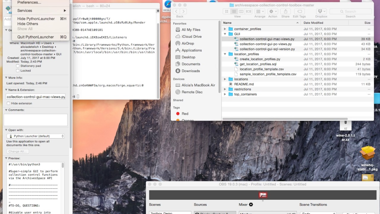ArchivesSpace Collection Control Screencasts: Run Python Scripts on a Mac