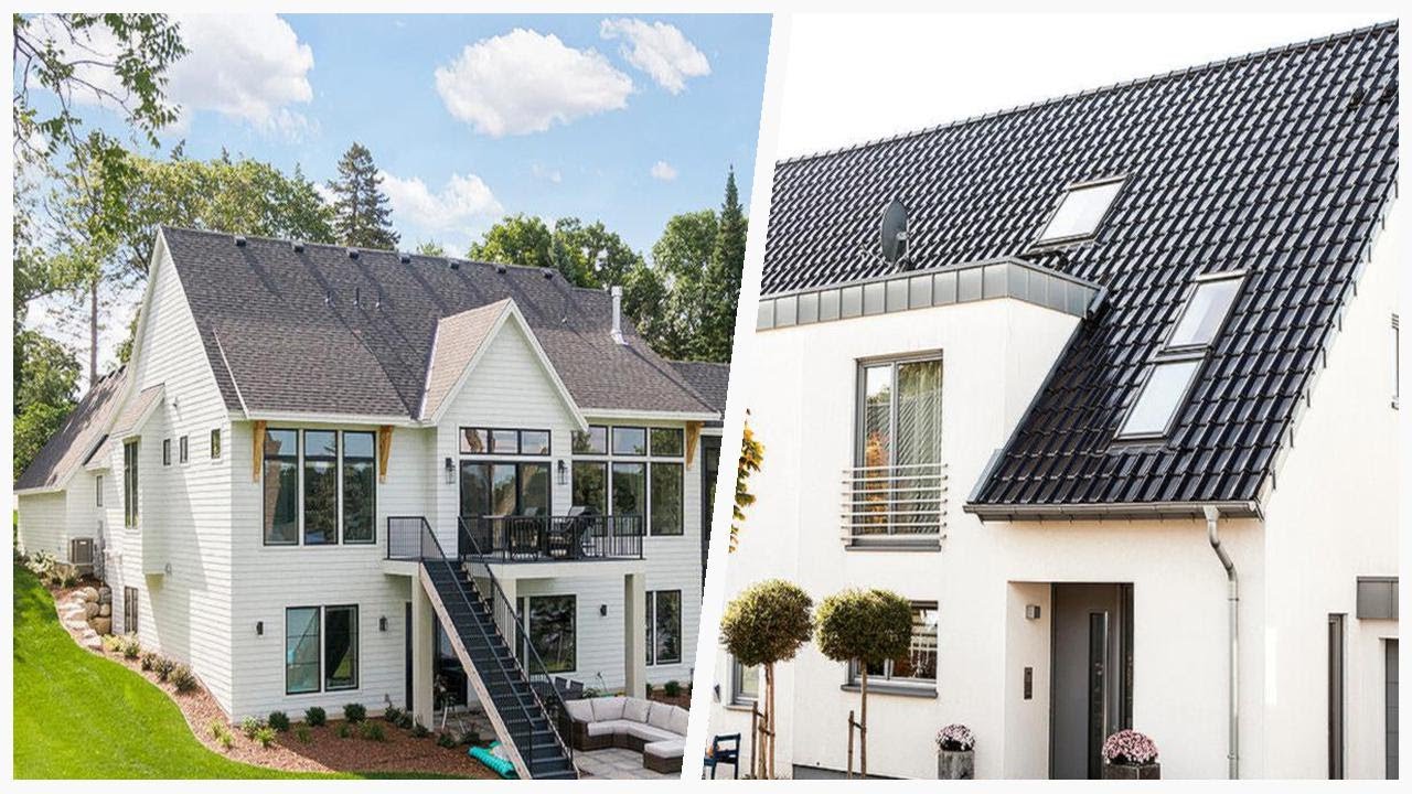75 White Exterior Home With A Black Roof Design Ideas You'll Love ☆
