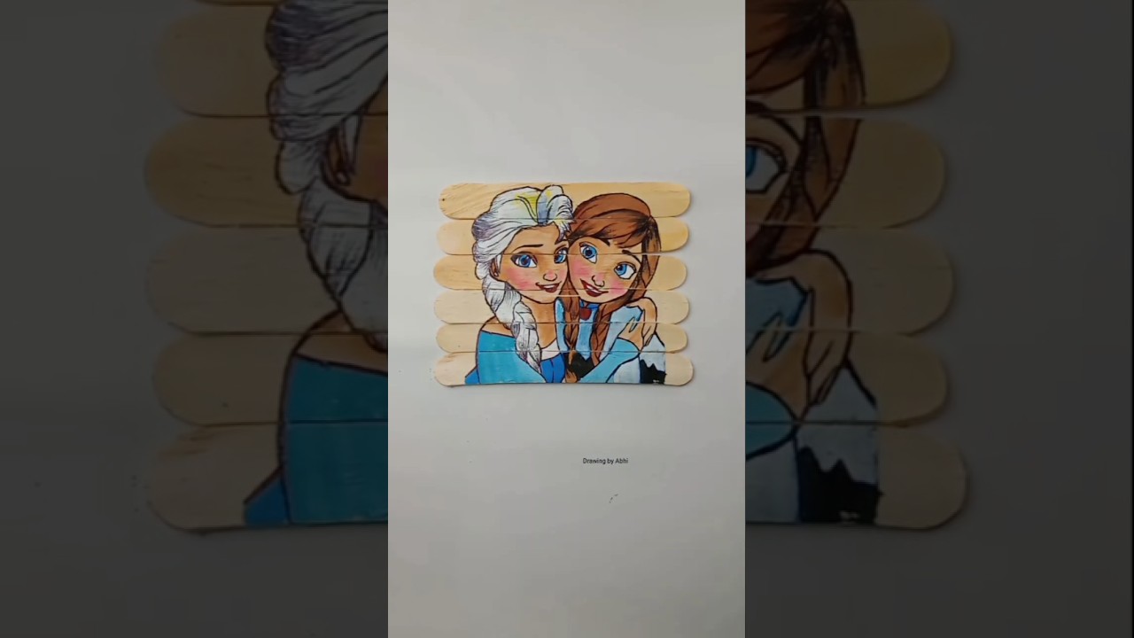 Elsa and Anna painting on stick. Frozen drawing #elsaanna #shorts #viral #drawing #disney