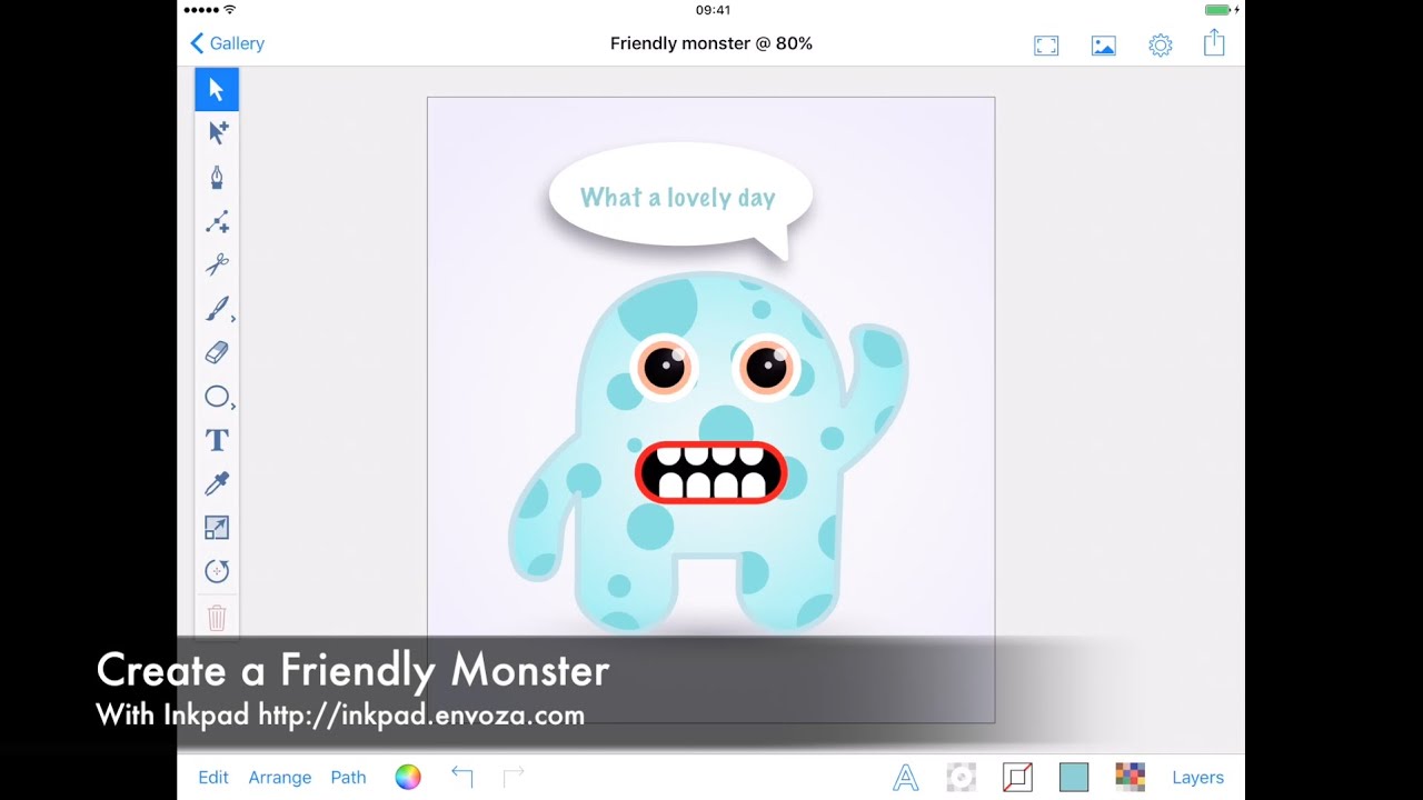 Friendly Monster vector tutorial for Inkpad on iPad