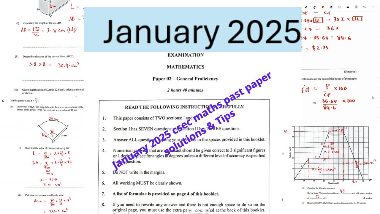 January 2025 CSEC Mathematics Paper 2 Solutions & Tips