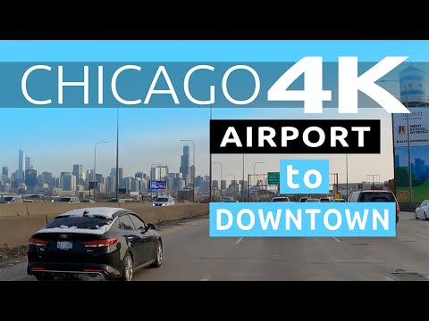 Driving from Chicago's O'Hare Airport to Downtown Chicago on Kennedy Expressway