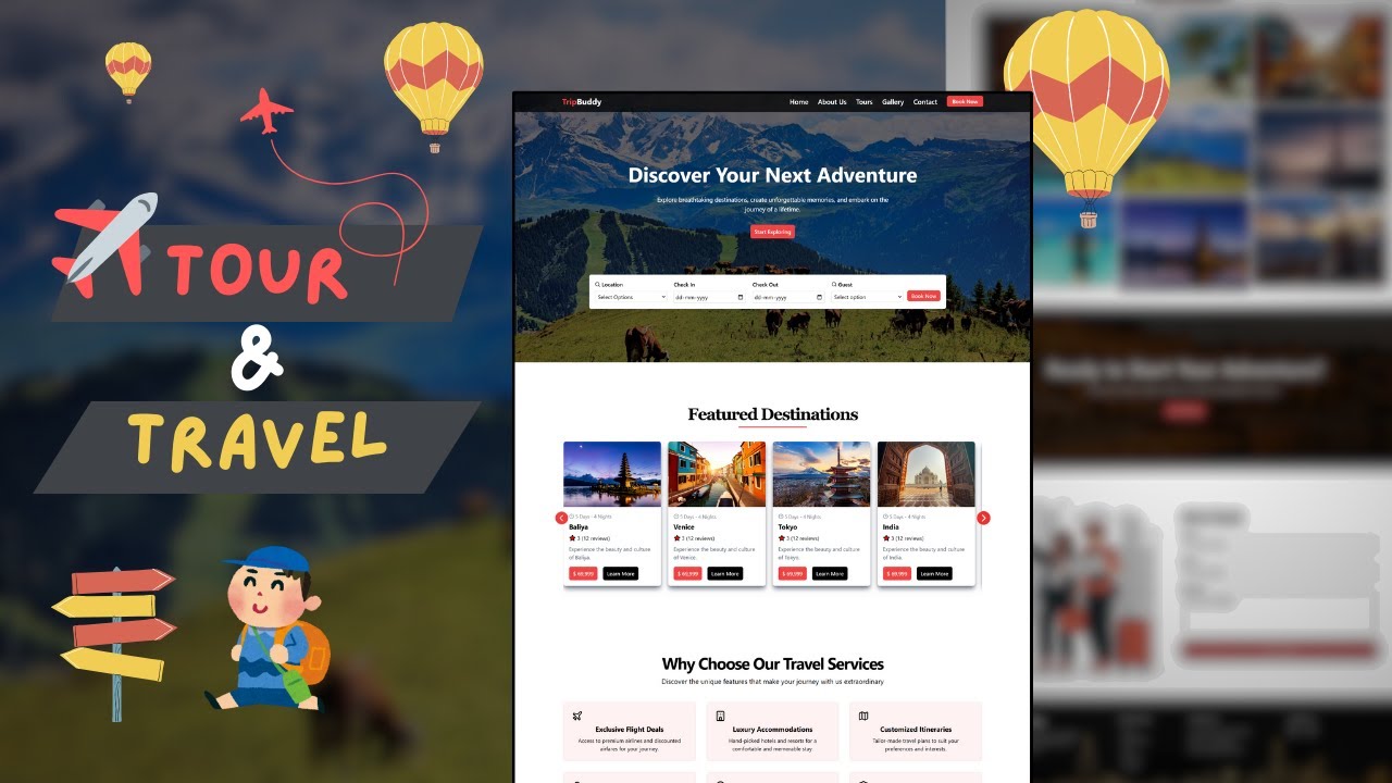 🔥Complete Responsive Tour and Travel Website using ReactJS and Tailwind CSS || Build and Deploy
