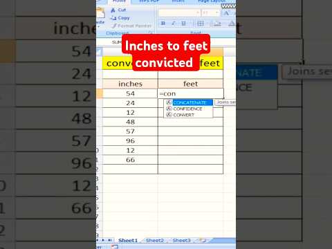 how to make inches to feet convert in excel #msoffice #exceltech