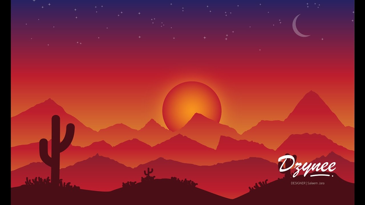 Illustrator Tutorials | Sunset Landscape