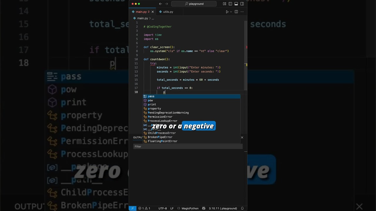 Python Project for Beginners - Simple Countdown Timer