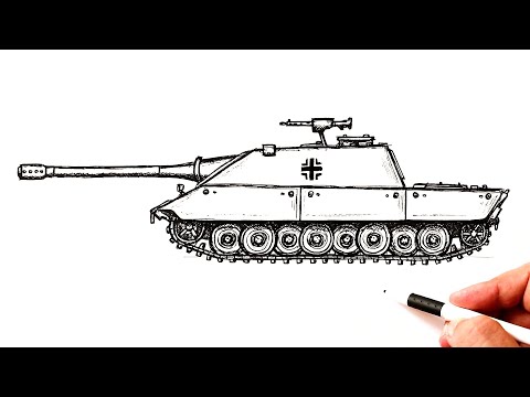How to draw a WW2 tank Jagdpanzer E-100