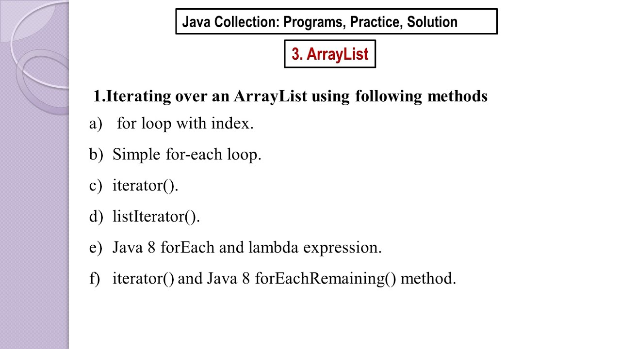 ArrayList ( Exercises 3) for beginner