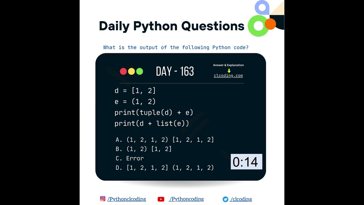 Python Coding challenge - Day 163 | What is the output of the following Python Code? #python