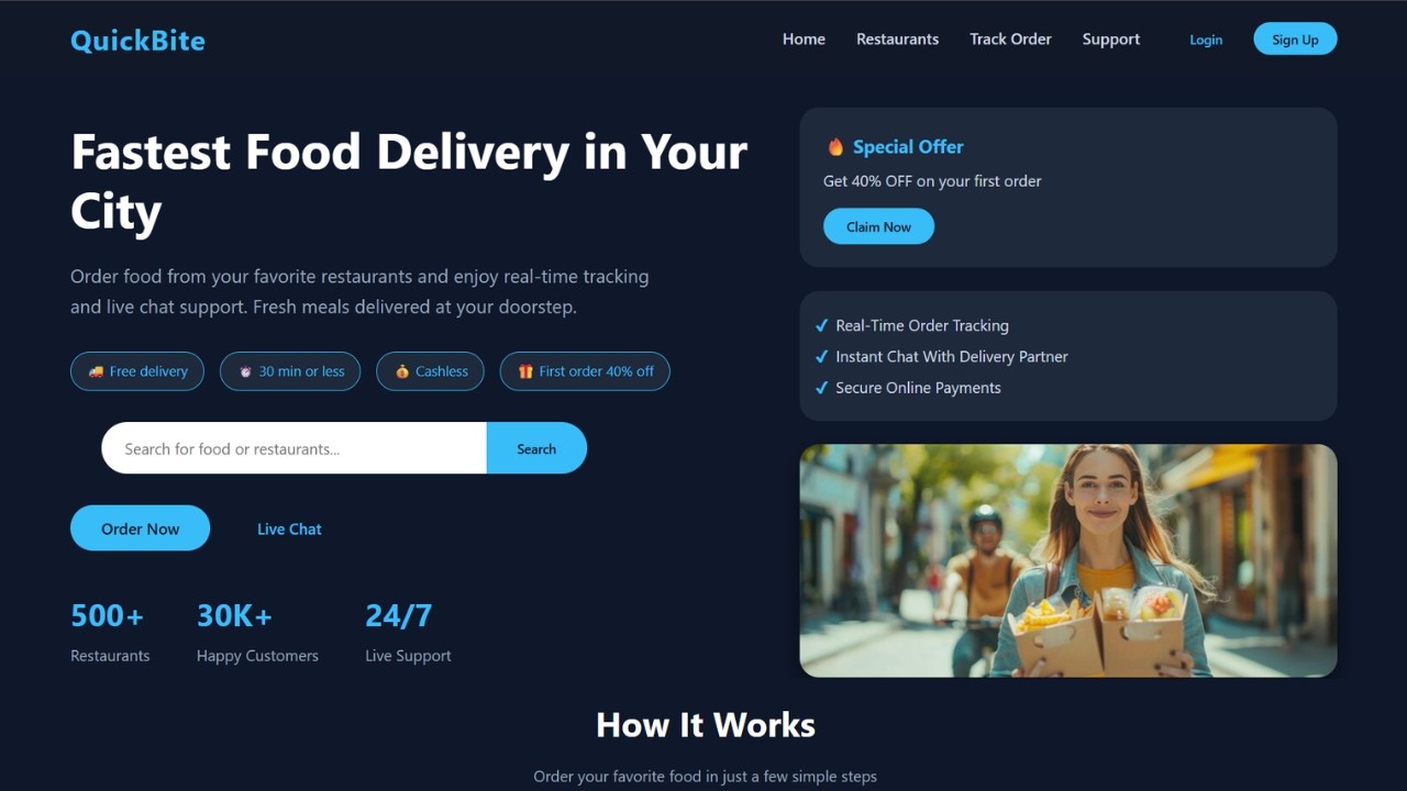 Create a Food Delivery Website Using HTML CSS JavaScript | Beginner Full Project Tutorial