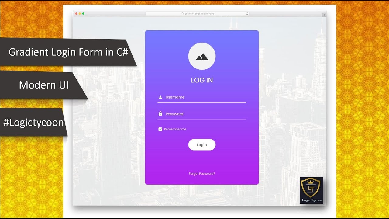 C# Modern ui Gradient Login Form