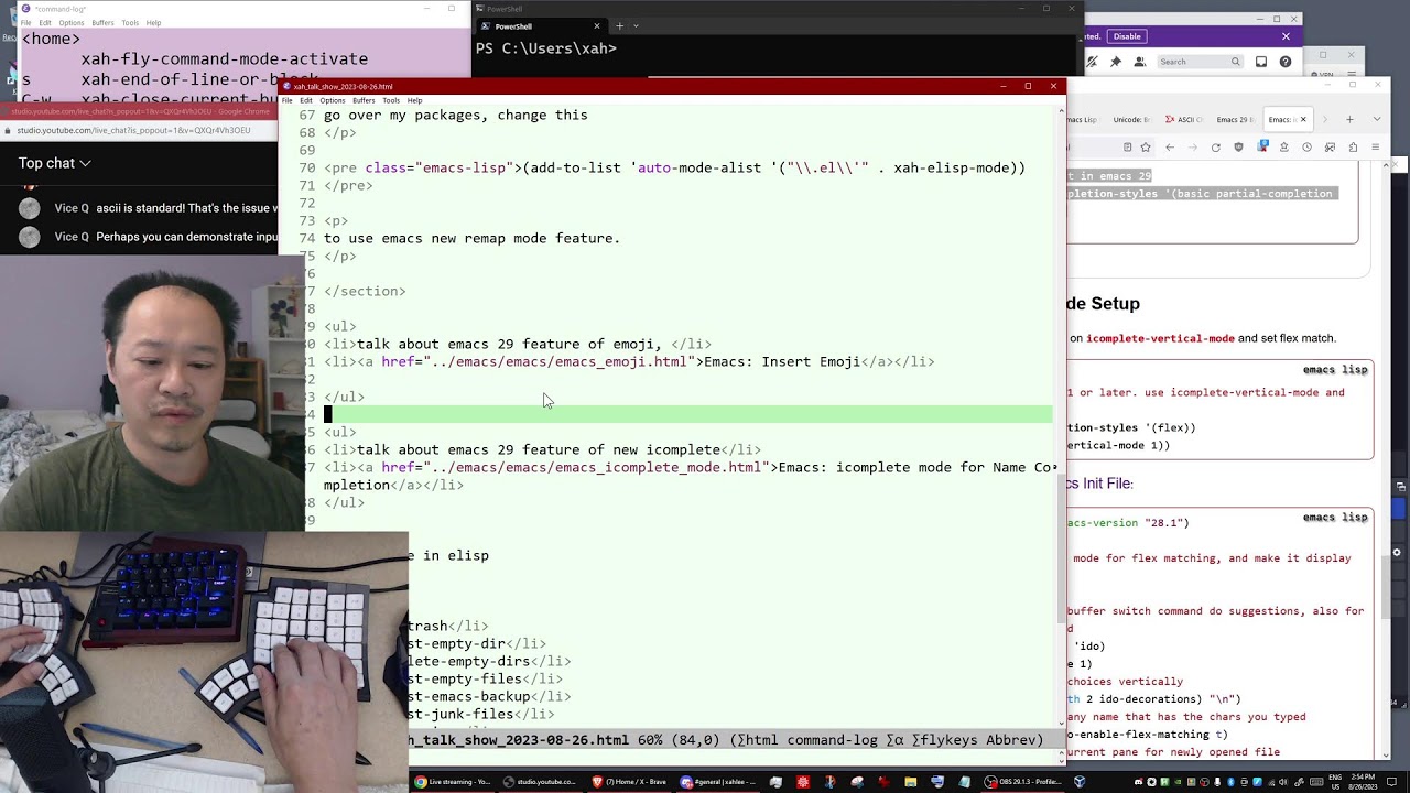 Xah Talk Show 2023-08-26 Emacs 29 Features