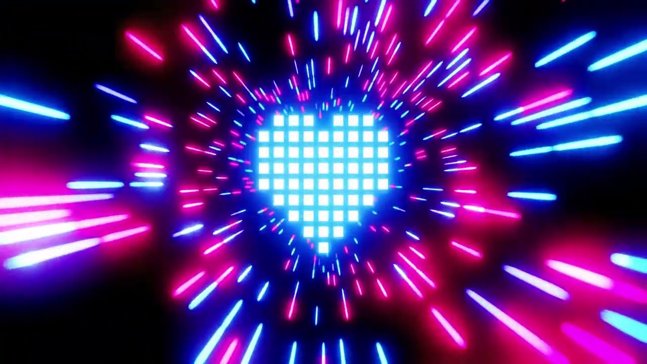 Pink & Blue Neon Pixel Heart live wallpaper 4K 💗💙 Futuristic glowing Light Streaks Background loop