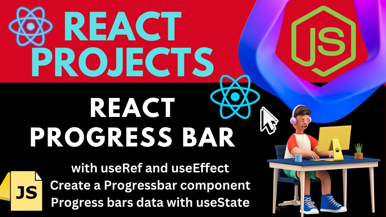 React project | learn React Progress bar component with useState | Progress Bars using map method