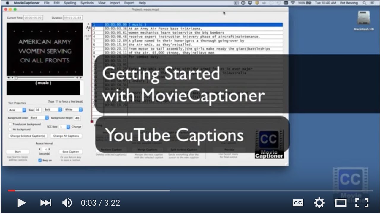 Getting Started with MovieCaptioner: YouTube Captions
