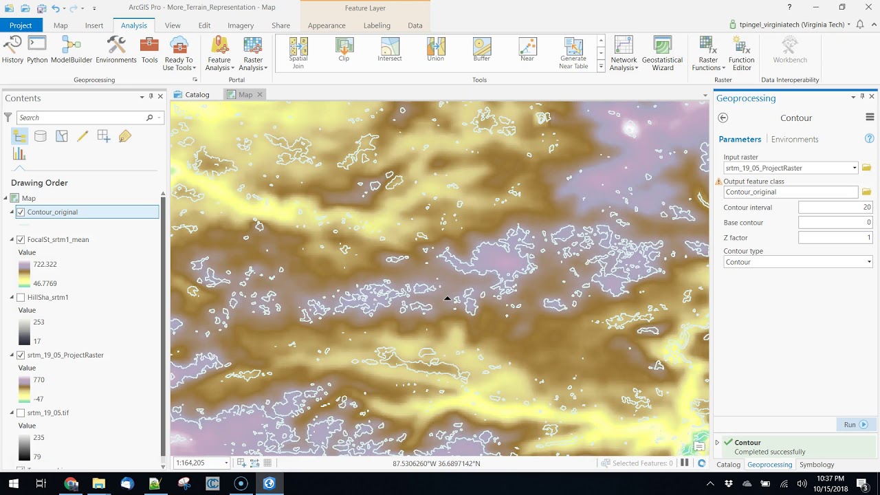 Using Focal Statistics to Smooth Elevation and Calculate Roughness