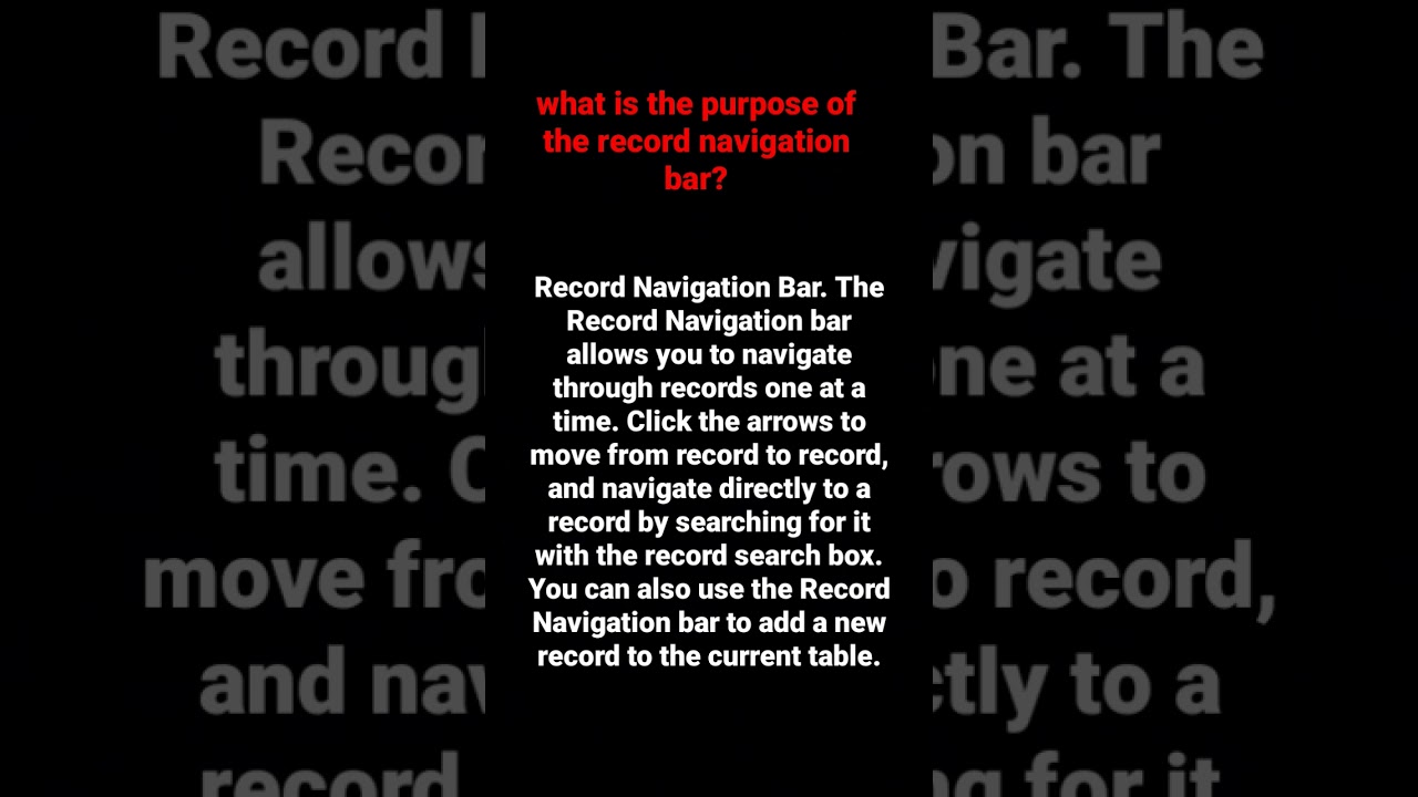 what is the purpose of the record navigation bar?