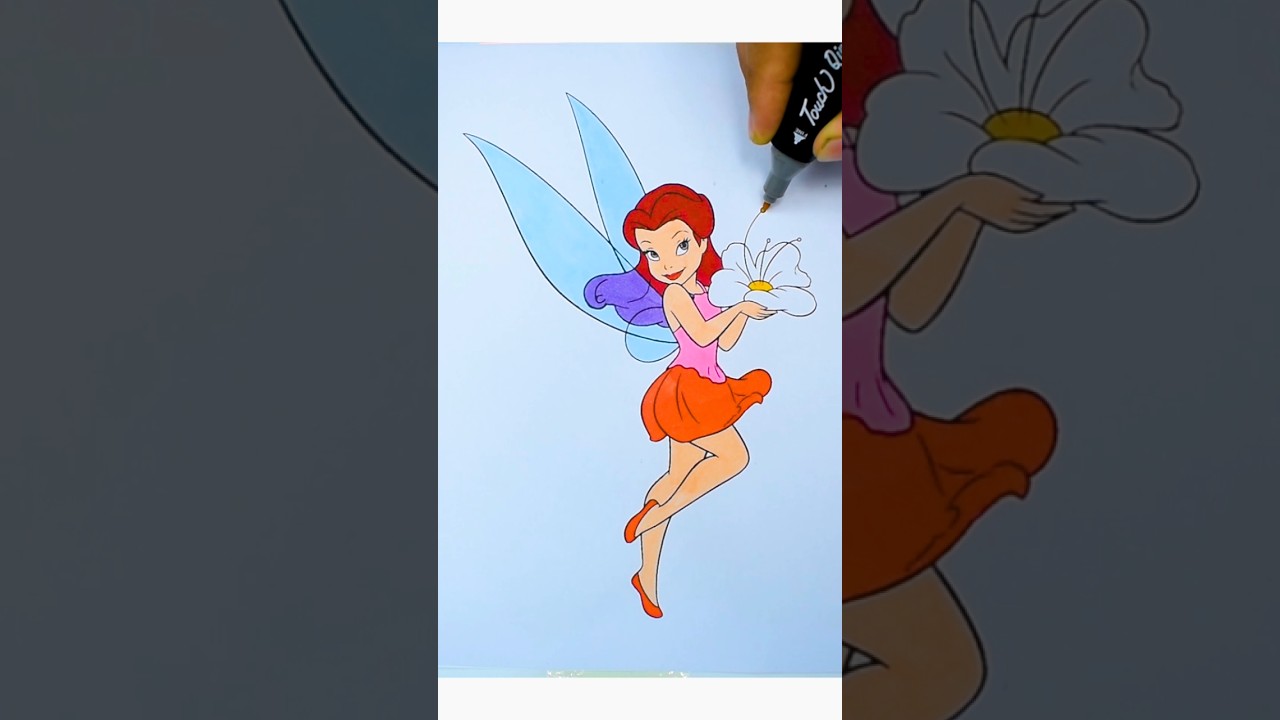 Rosetta Fairy Coloring from Tinker Bell #shorts #coloringforkids #easydrawing