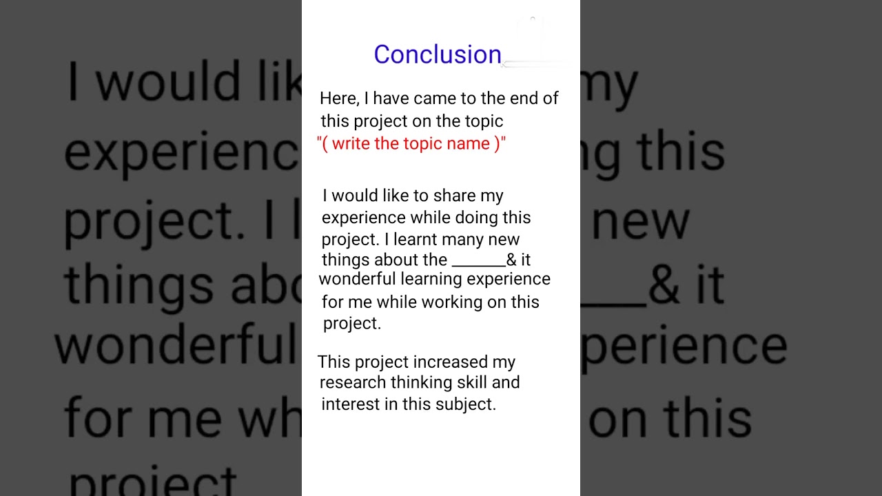 How to write Conclusion in  project file#english#shortvideo