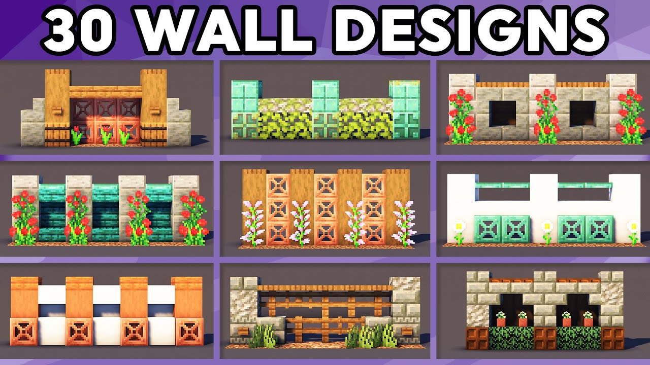 30 Minecraft Wall Designs! (Tutorial)