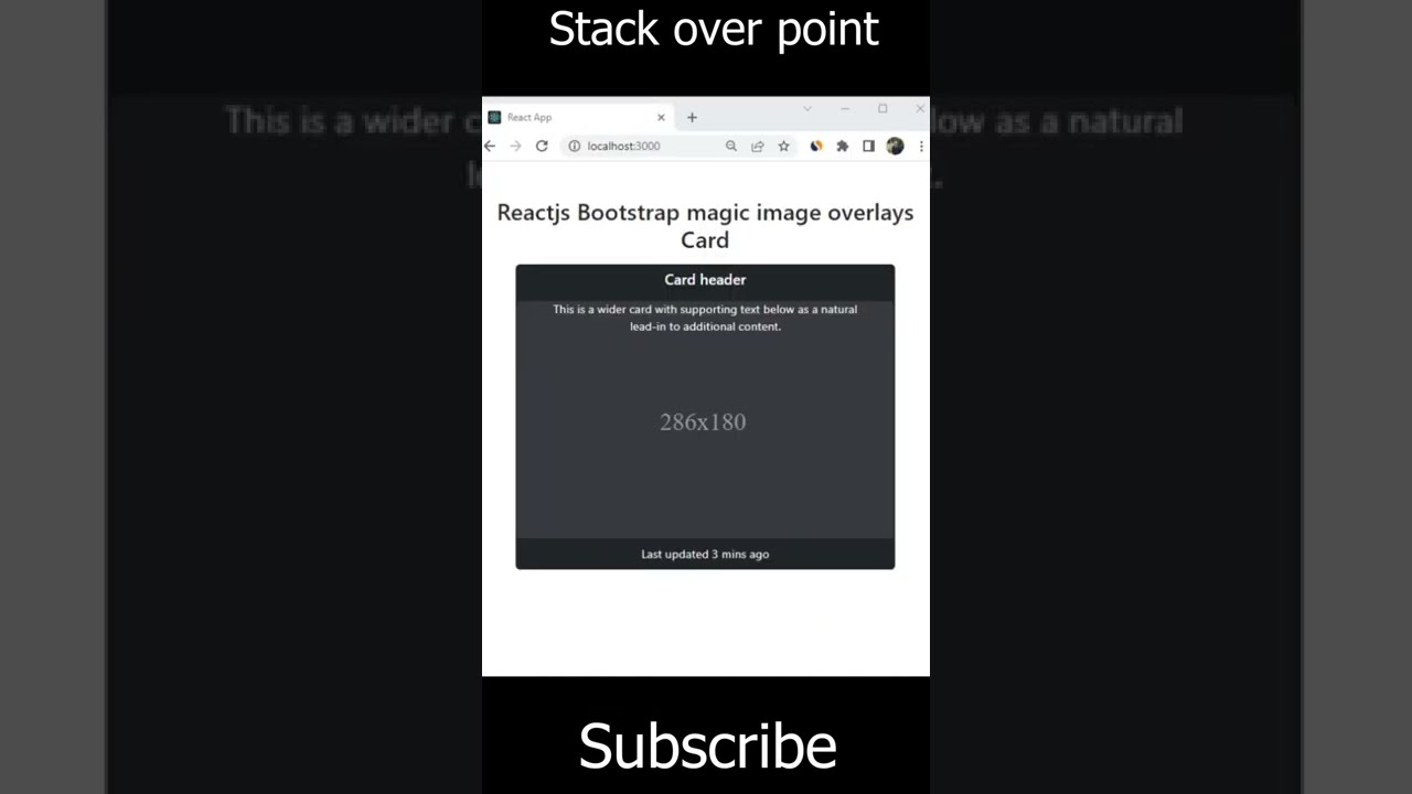 Reactjs bootstrap card image overlay | tutorial frontend development and design