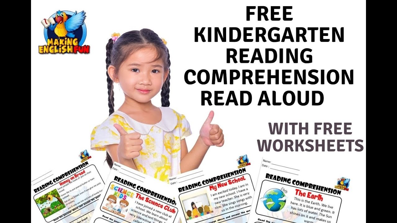 FREE Kindergarten Reading Comprehension Worksheets Read Along and Short Stories.