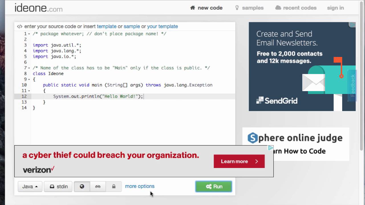 FirstJavaProgram in IDEONE