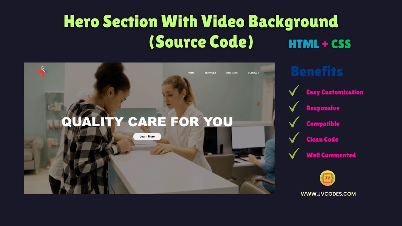 How to Create a Hero Section With Video Background Using HTML and CSS (Free Source Code)