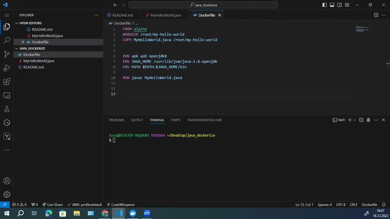 Dockerizing and Running a Simple Java Application as a Container